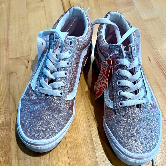 Vans | Shoes | Girls Old Skool Pink Glitter Vans Size 3 | Poshmark